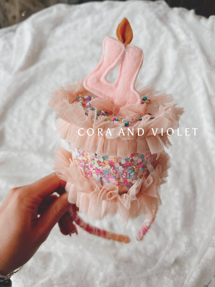 Birthday cake headband – Cora and Violet